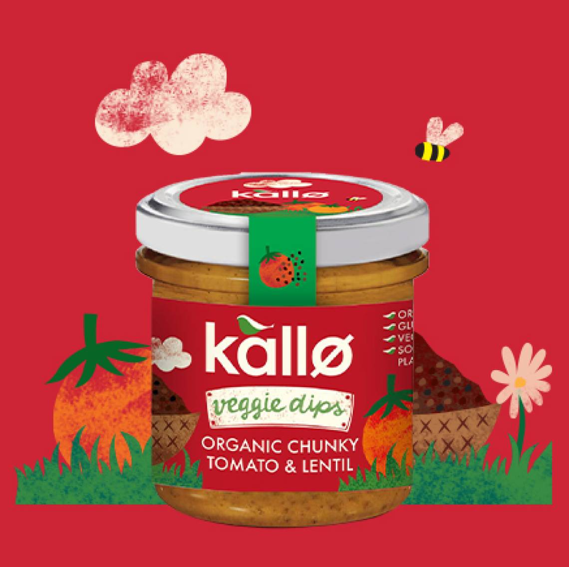 Organic Chunky Tomato & Lentil Veggie Dips – Kallo