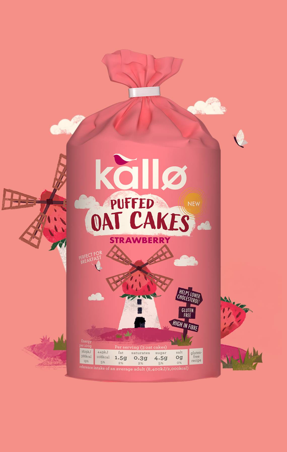 Strawberry Puffed Oat Cakes – Kallo